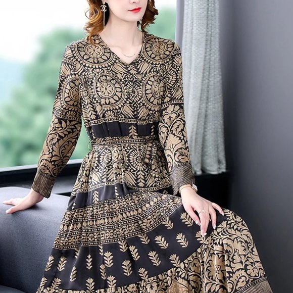 Dresses | Silk Loose Dress Spring Summer Midi Evening Dress | Poshmark
